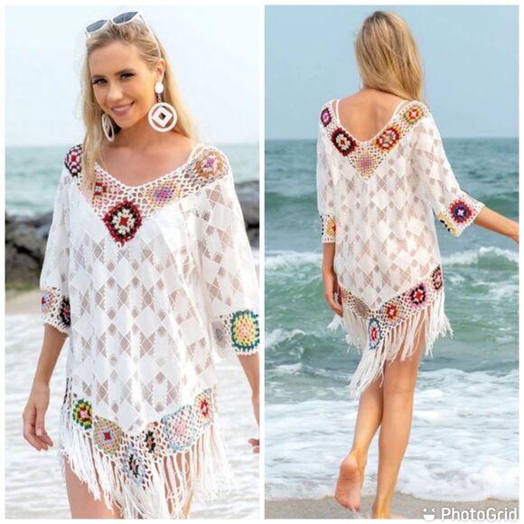 Swim | New Shabby Chic Crocheted Bikini Top Pareo Handmade ...